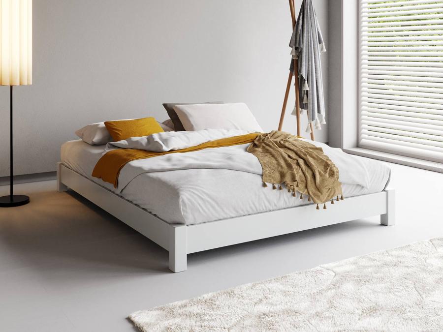 Modern white platform bed store